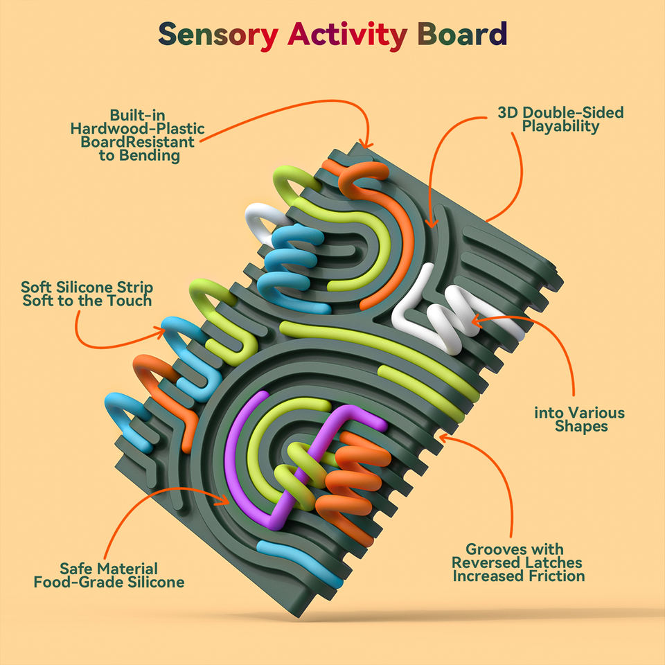 Educational Colorful Silicone Sensory Activity Board Calming Stress ...
