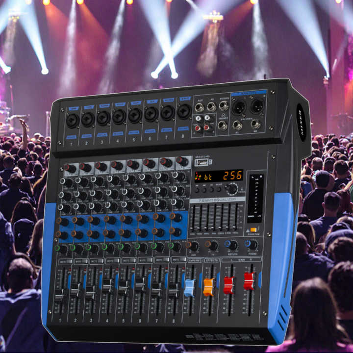 XL-8 Professional 8-Channel DJ Audio Mixer Noise Cancelling USB Sound ...