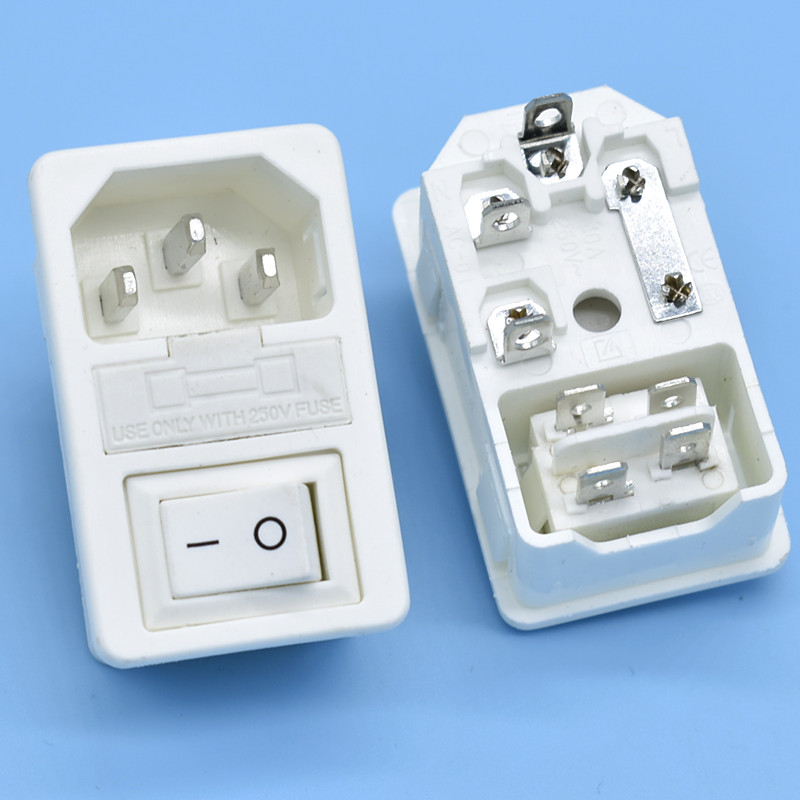 AC-01 10A 250V AC Power Female Jack Connector with 4 Pin Rocker Switch ...