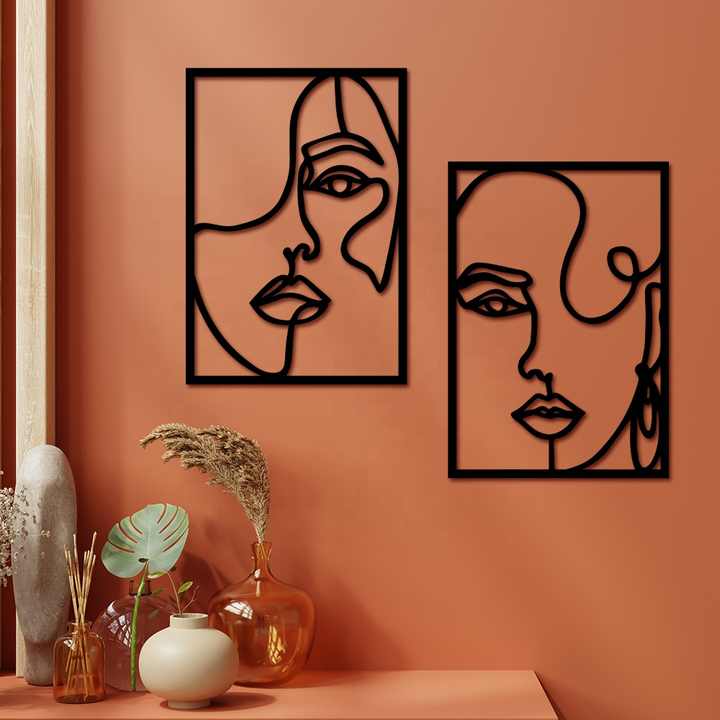 Putuo Decor 3D Black Wood Line Painting Art | Minimalist Wooden Wall ...