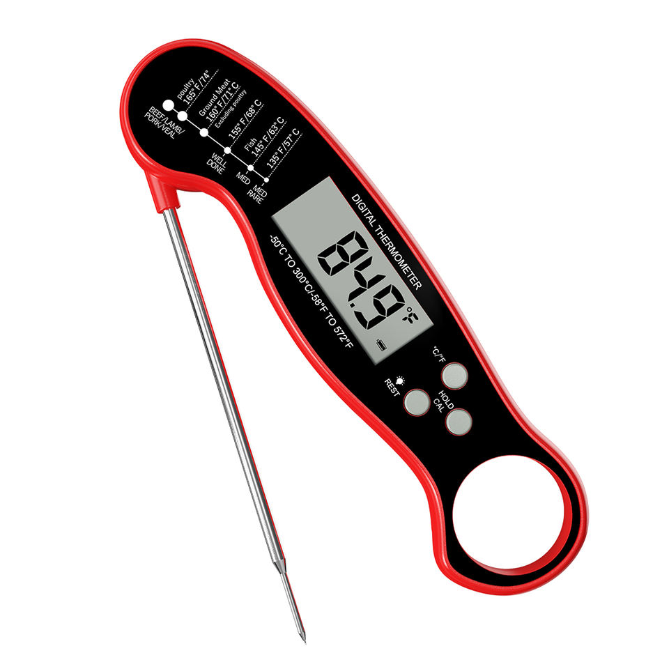 Fast Precise Digital Metal Food Thermometer with Foldable Probe IPX6 ...