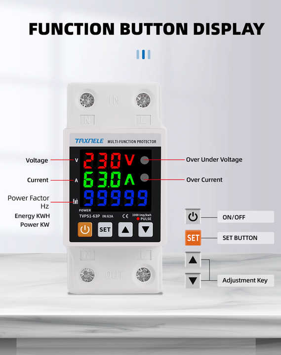 63A 230V Din Rail Adjustable over Voltage Protective Device