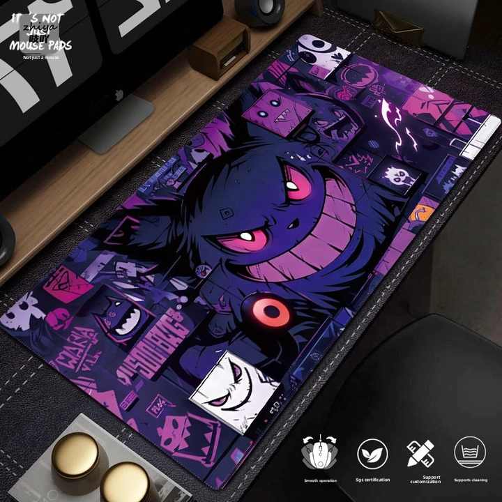 2026 Anime Custom Gengar Mouse Pad Leather Boys Game Computer Keyboard ...