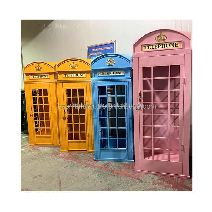 Party Backdrop Decoration British Vintage Phone Booth Prop Pink Antique ...