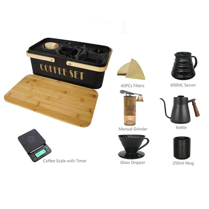 Elegant Fashion Portable Wood Box - Coffee Brew Maker Gift Set