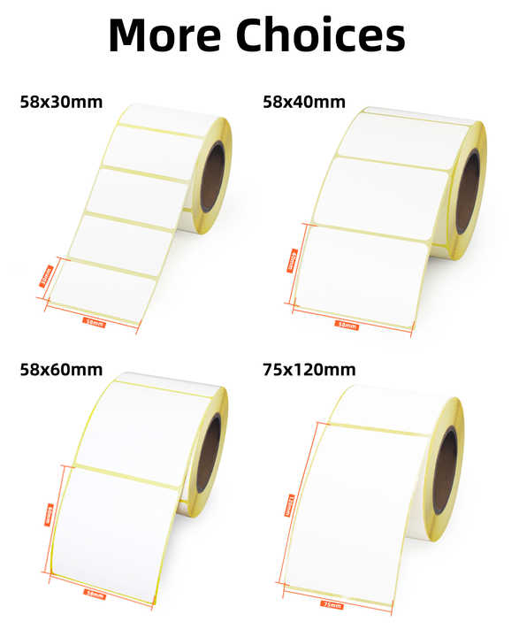 Blank White Thermal Adhesive Etiquetas 60x40mm Stickers