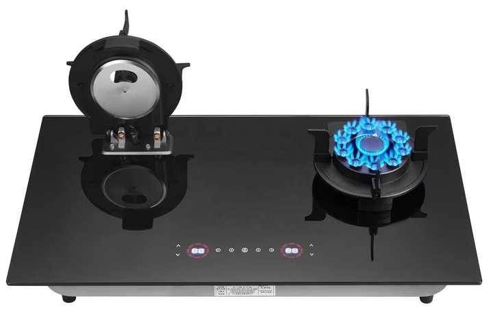 4 Folded burner Head Gas Hob Gas Cooker Easy Clean Glass Panel Gas ...