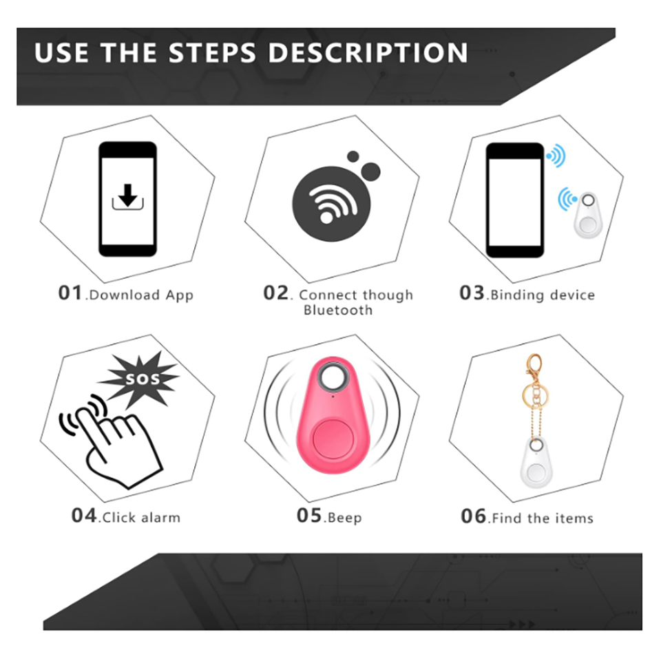 Pet Smart GPS Tracker Mini Anti-Lost Waterproof Bluetooth Locator Tracer for Pet Dog Cat Kids ...