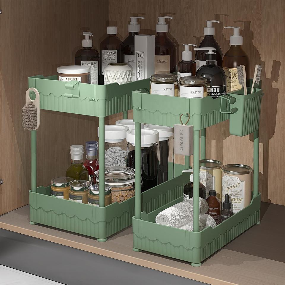 2 Layer Plastic Shelf Unit Durable and Foldable Industrial Storage Rack ...