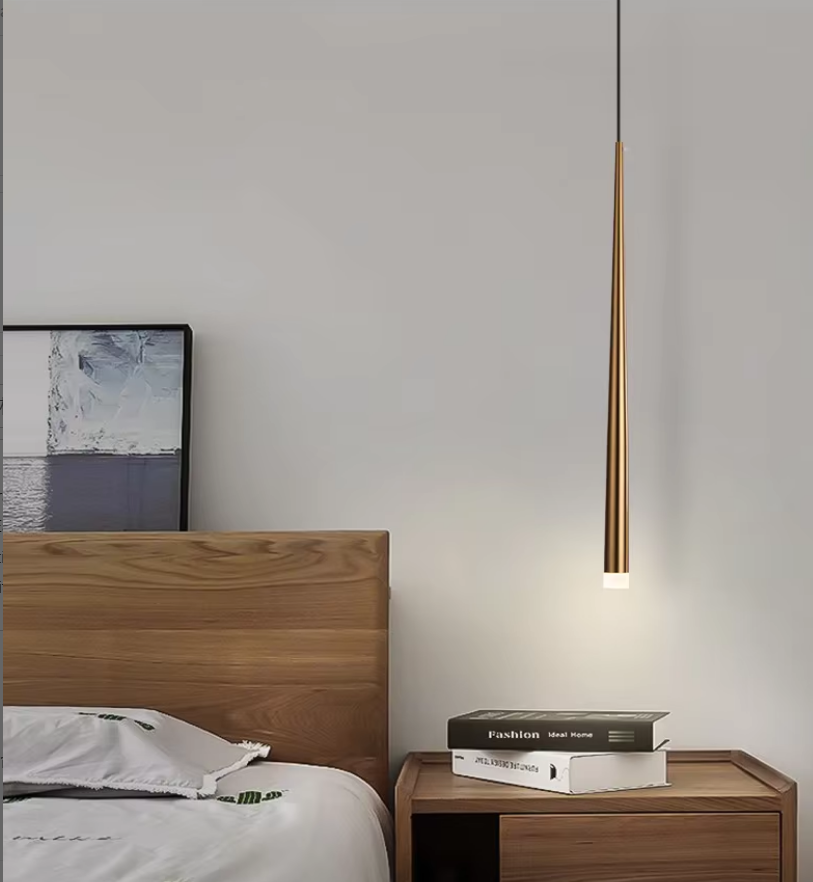 Minimalist Single Head Cone Pendant Light LED Aluminum Tube Hanging ...
