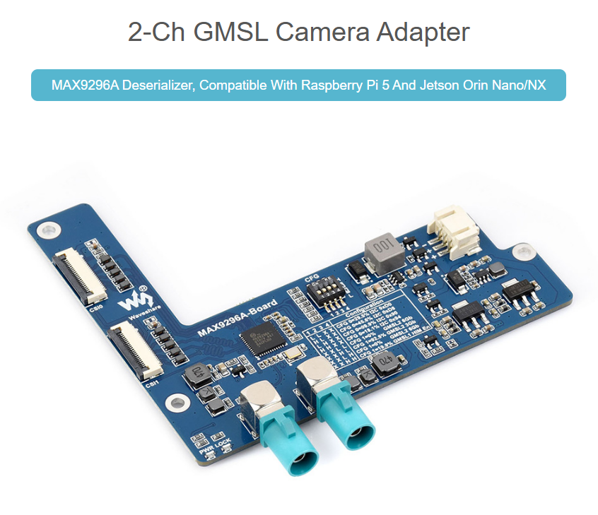 2-Ch GMSL Camera Adapter Board High-Speed and Low-Latency Serial ...