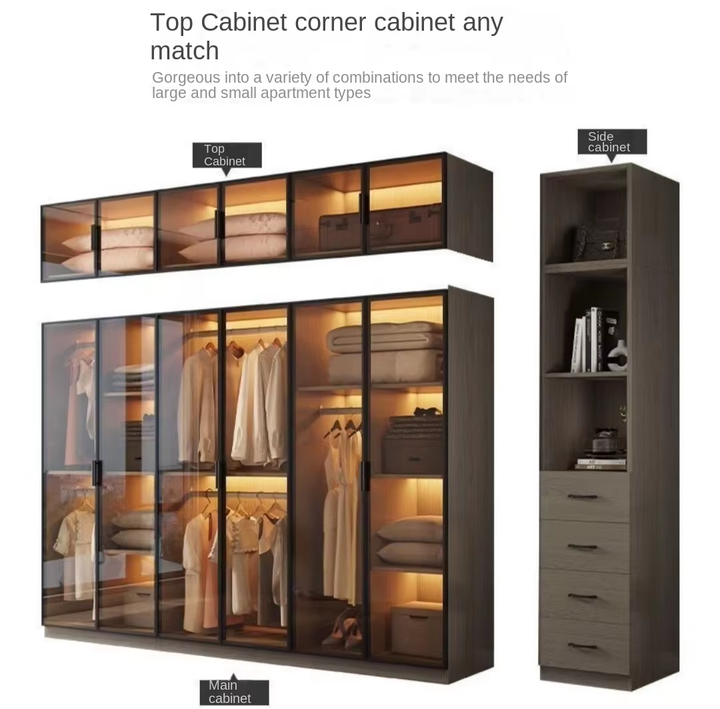 Modern Walk-in Closet with MDF Plywood Armoire Wardrobe