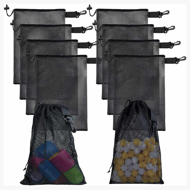 Strong Mesh Bag With Clips Nylon Drawstring Bag With Cord Lock for ...