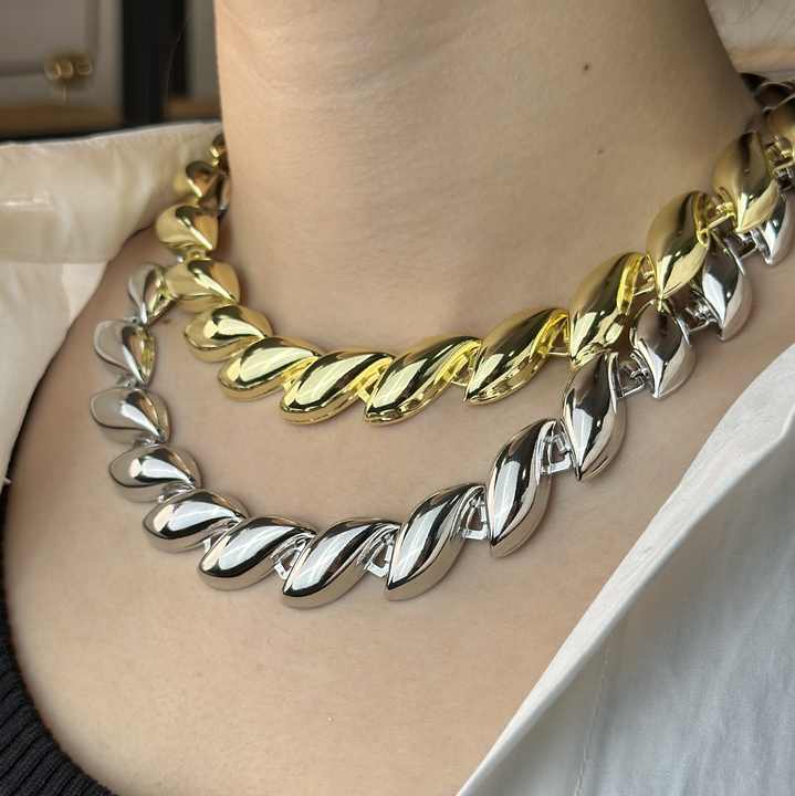 Nuevo diseño declaración geométrica rombal gargantilla collar de latón de alta calidad con oro ...