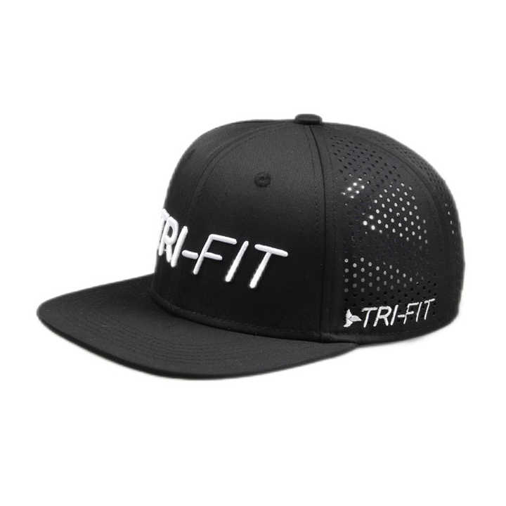 Custom Men Black 6 Panel 100 % Cotton Flat Brim Structured Perforated ...
