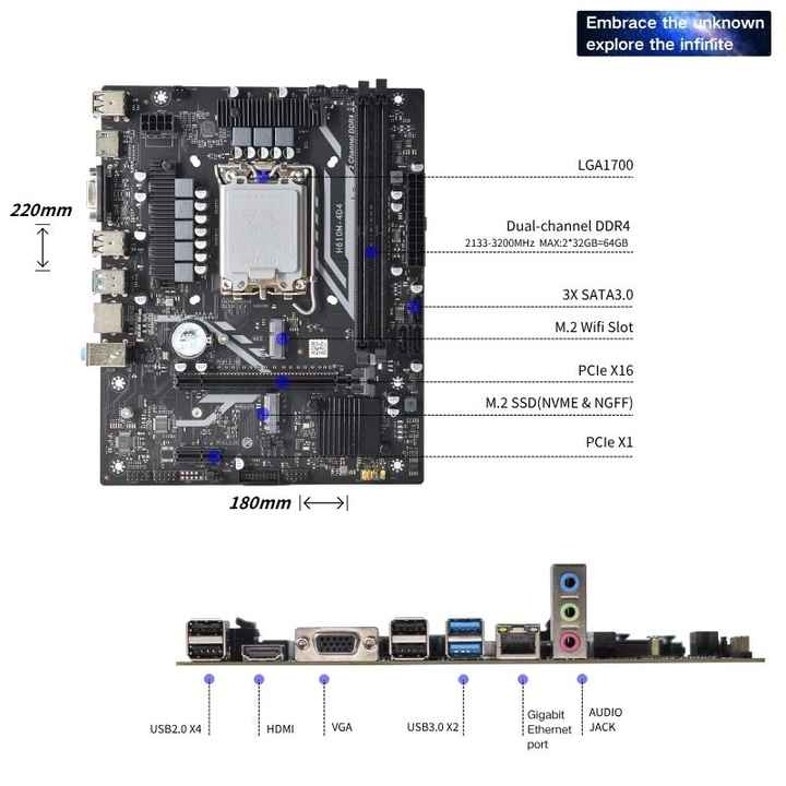 PANDL H610 Mainboard Kit Set - Nvme&sata M2 Pcie4.0 Combo