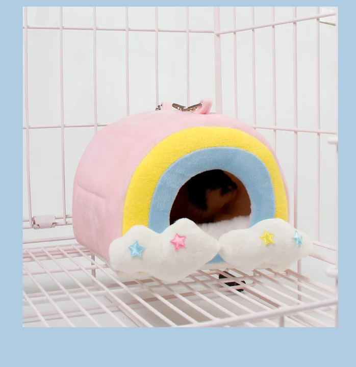 Modern Plush Rabbit Cage Hammock Rainbow Mini Nest Ji Tsai Hamster Nest ...