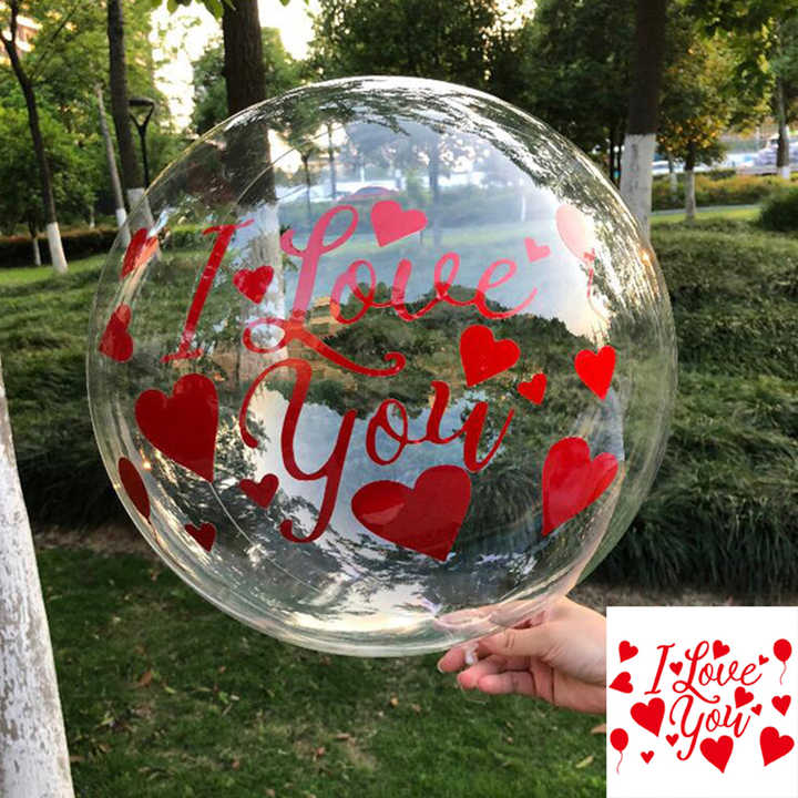 DIY Balloon Sticker Red I Love You Bobo Transparent Balloon Sticker ...