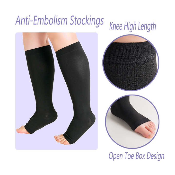 Knee High Open Toe Box Hose 20-30 MmHg Support Compression Stockings ...