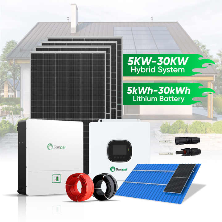 Sunpal Solar Energy Storage System 5Kw 10 Kw 30Kw Hybrid Full Solar Power System Home Kit ...
