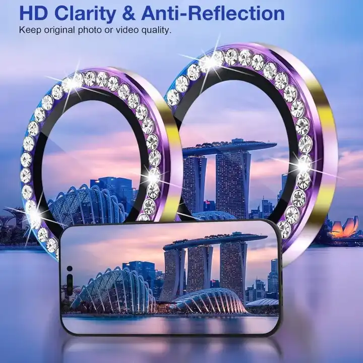 Shinning Diamond Metal Glass Mobile Phone Camera Lens Screen Protector ...
