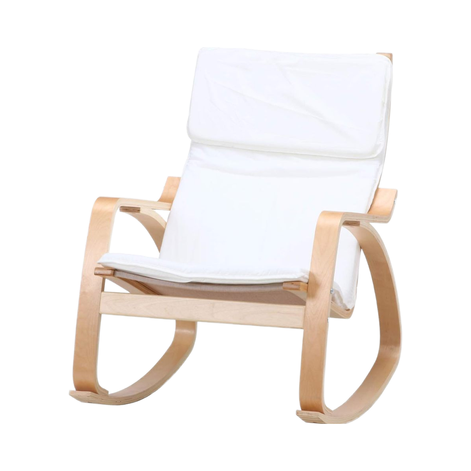 Ivory Wooden Modern Reclining Leisure Chair for Living Room