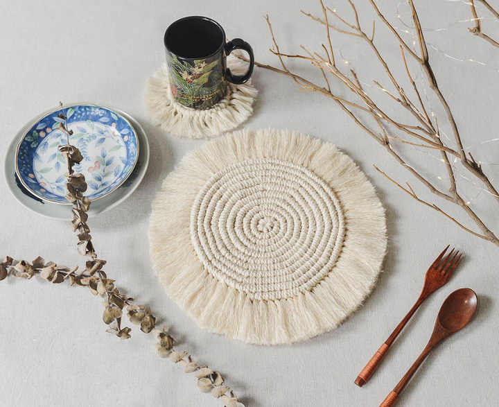 Wholesale Round Cotton Woven Handmade Luxury Macrame Placemats