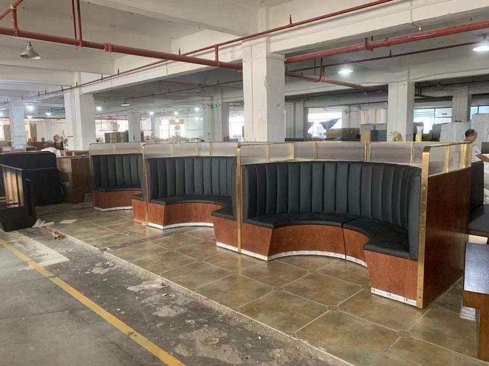 Wood Cafe Seating Dining Fast Food Leather Sofa Furniture Restaurant ...