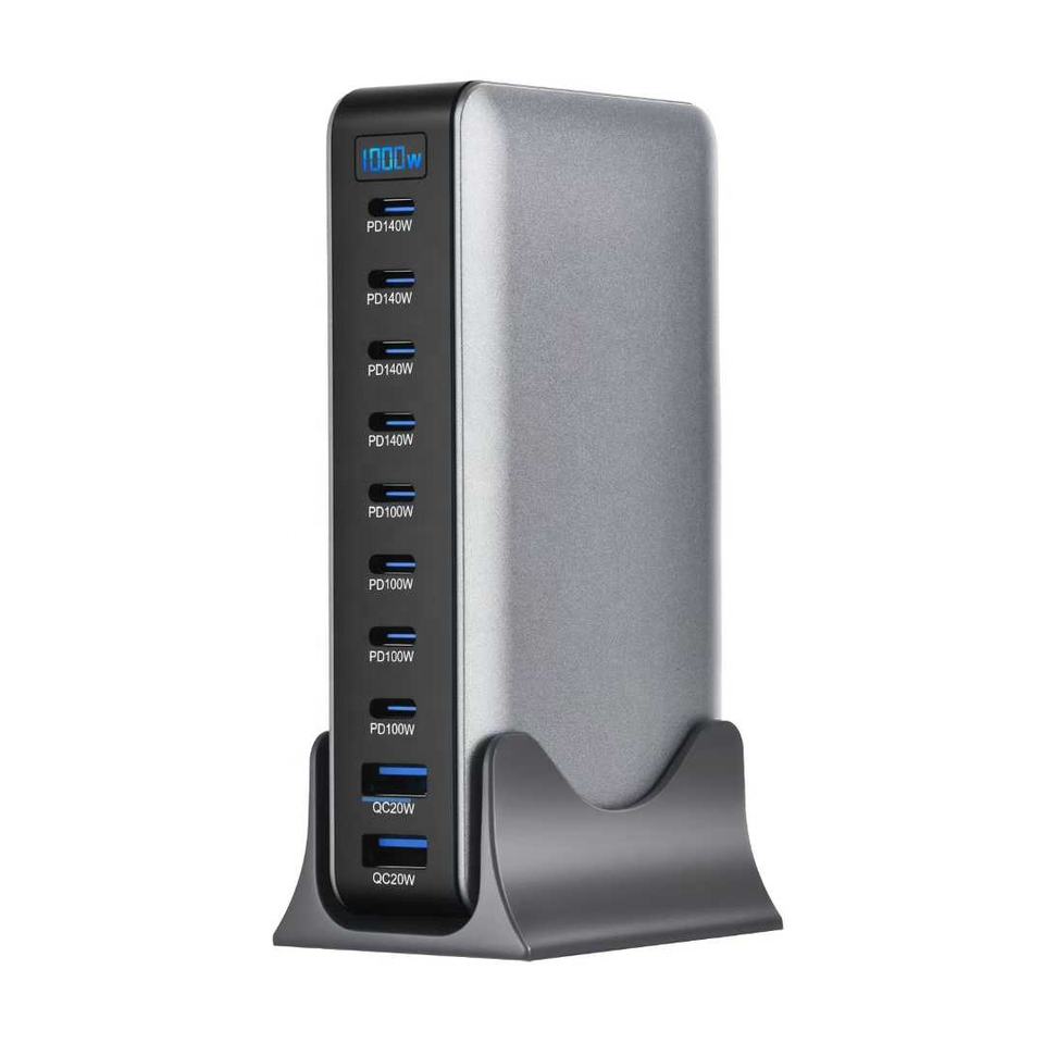CE Rohs FCC UL Certified 1000W Desktop Gan Charger - 10 Ports
