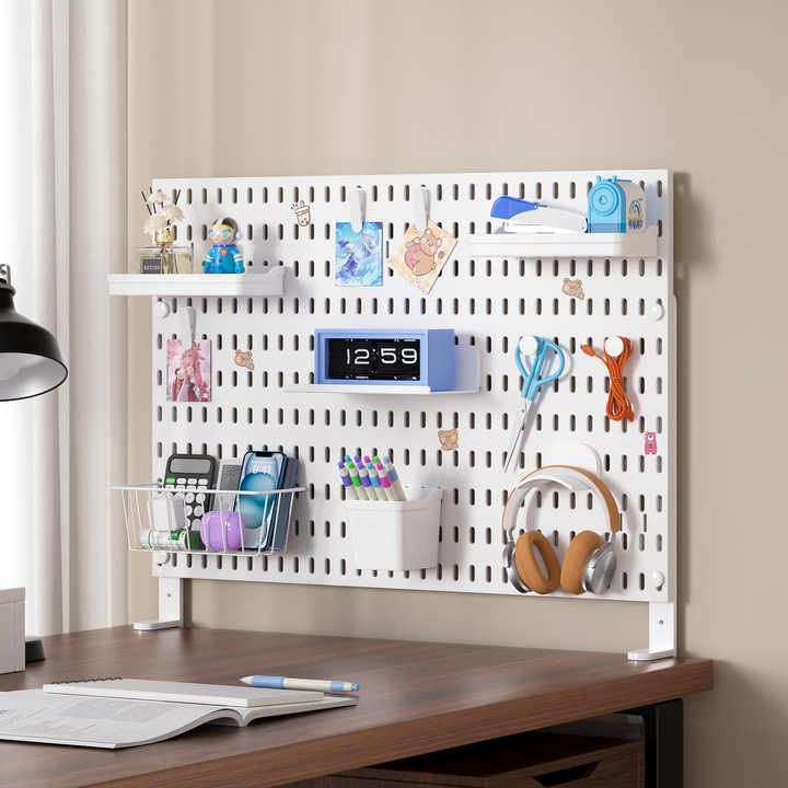 Office Desk Storage Pegboard: Clip-On Workstation Display & Storage ...