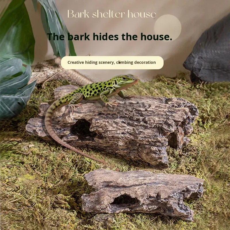 Reptile Hideout Barking Cave Polandite Cement Turtle Basking Platform ...