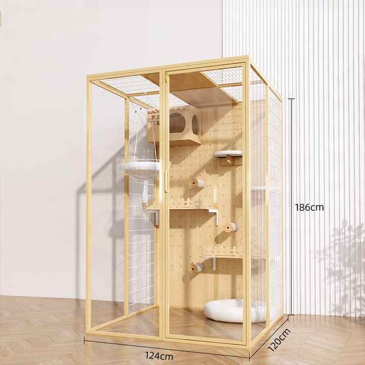 Royal Cat Castle Villa Cage Wooden With Litter Box Perch 3 Level ...