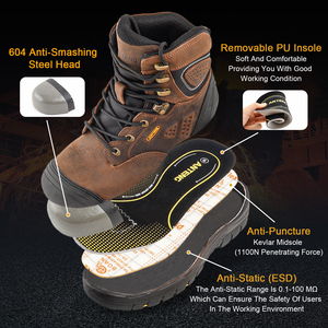 Brown Safety Shoes - Steel Toe & Anti-Slip Workwear
