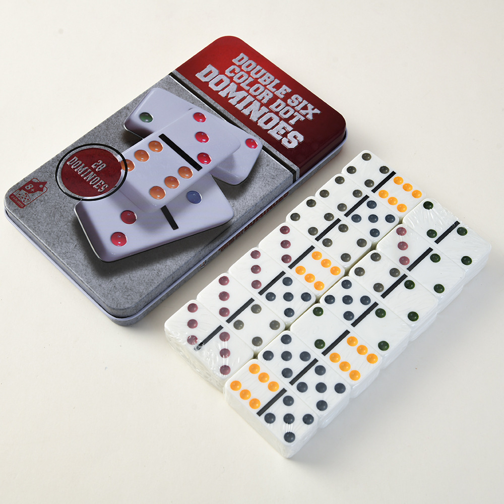 Kids Adults Classic Family 28 Tile Colored Dots Domino Game Set Double ...