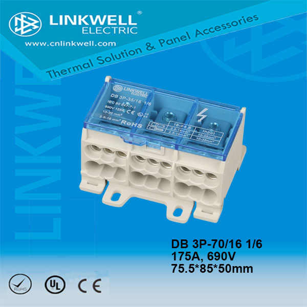 3 Pole Din Rail Screw Mounted DB Distribution Terminals
