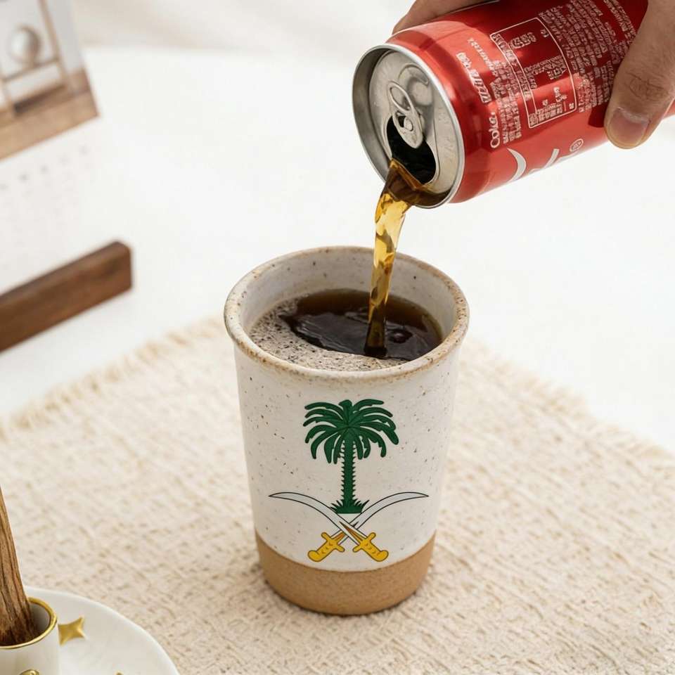 Custom Logo Printed Cups Saudi National Day Arabia 250ml Coarse Pottery ...