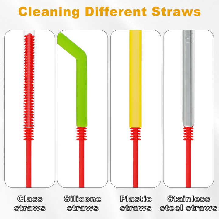 Cleaning Tool Reusable Silicone Straw Drinking Extra Long 10mm Portable ...