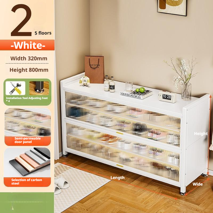 Freestanding 3 Door Shoe Storage Cabinet Living Room Furniture Metal ...