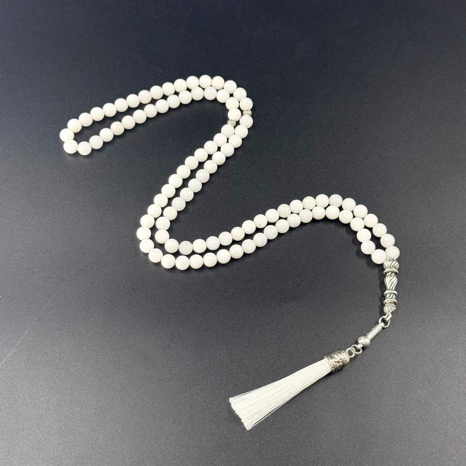 Muslim Prayer Bead 6mm, White Raw Stone Prayer Bead, Islamic Swimsuit ...