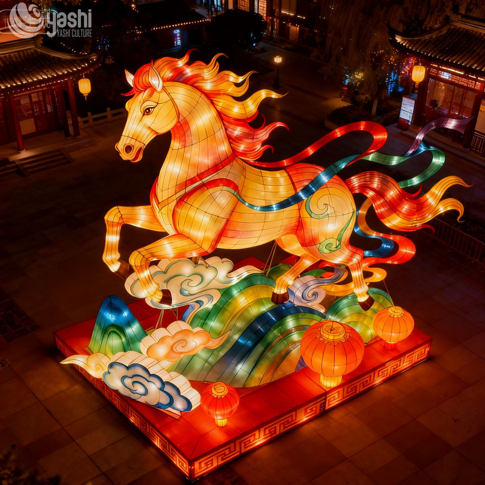 Chinese Style Outdoor Animal Sculpture Lantern - Horse Year Spring ...