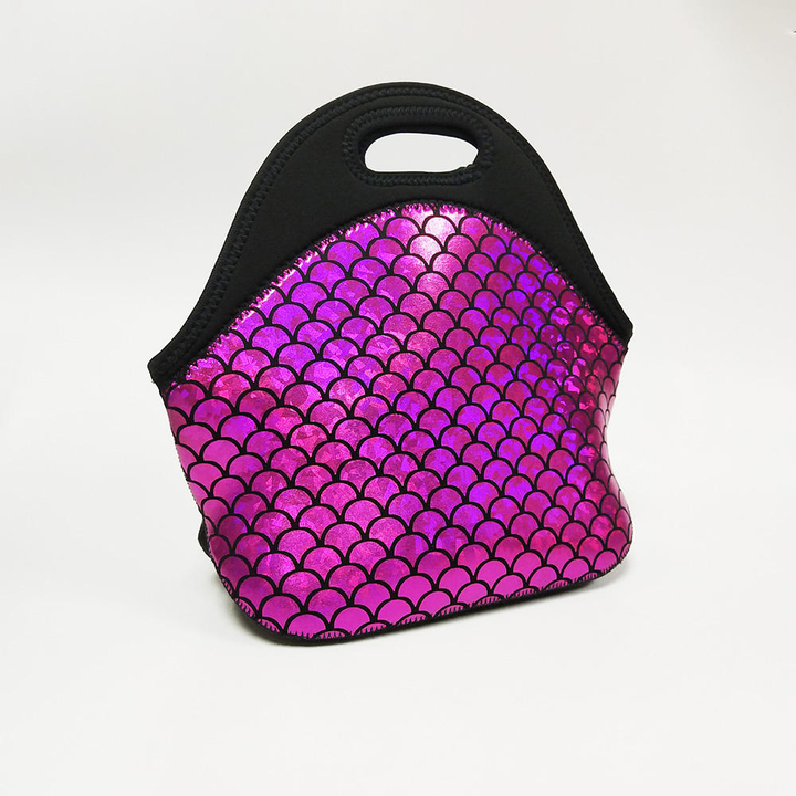 Fish Scale Pattern Neoprene Lunch Bag Waterproof Picnic Tote Insulated ...