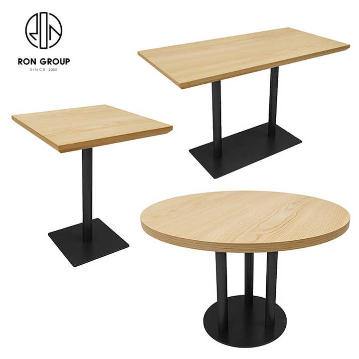 Modern Square Cafe and Restaurant Wooden Table and Chairs Seating Set ...
