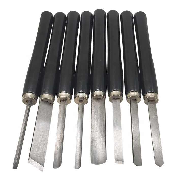 8pc Wood Lathe Chisel Set - Precision Tools for Woodworking