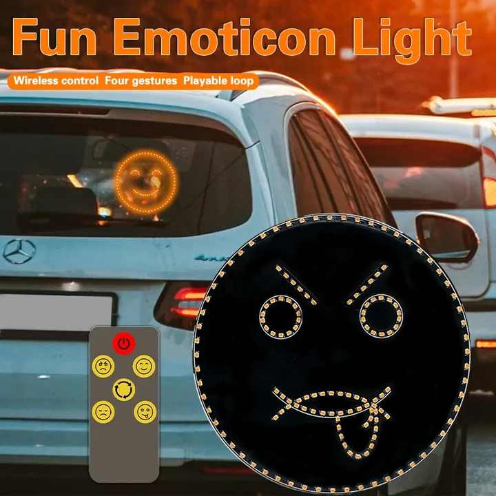 Funny Car Emoticon Light With Smile on Rear Window Expression Multi ...