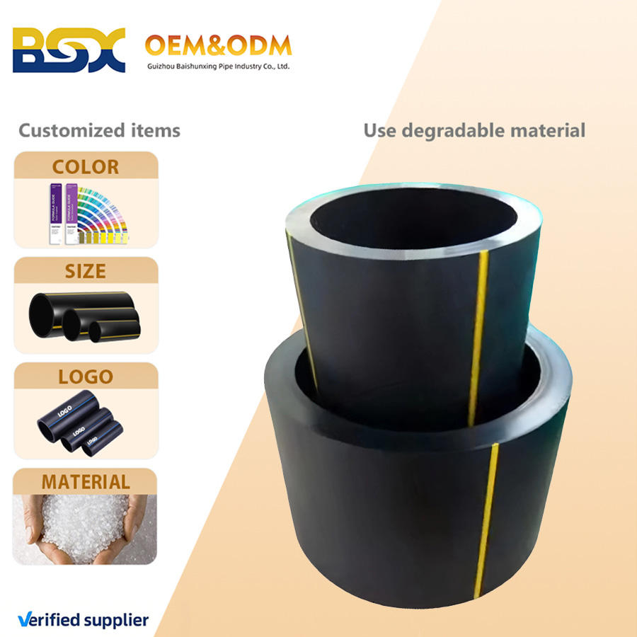 Internationally Certified Flexible Hdpe Gas Pipe With Yellow Stripes ...