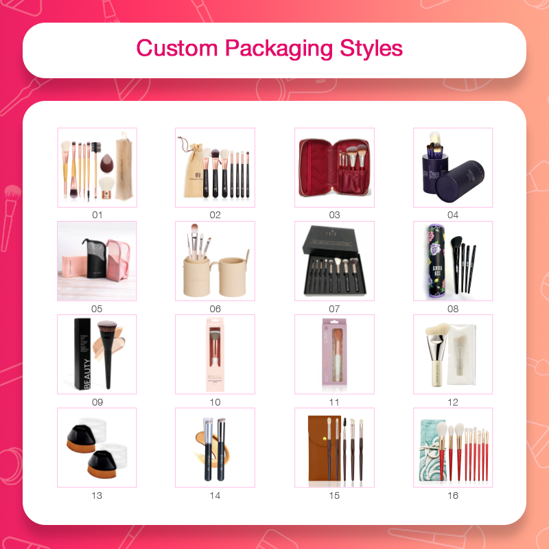 Custom Logo Bunny Ear-shaped Silicone Handle Foundation Makeup Brushes ...