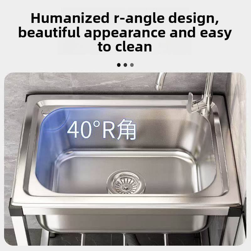 Stainless Steel Floor Standing Countertop Basin with Rack for Bathroom ...