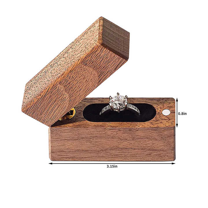 Wooden Ring Box Flat Ring Case for Proposal Wedding Walnut Wooden ...