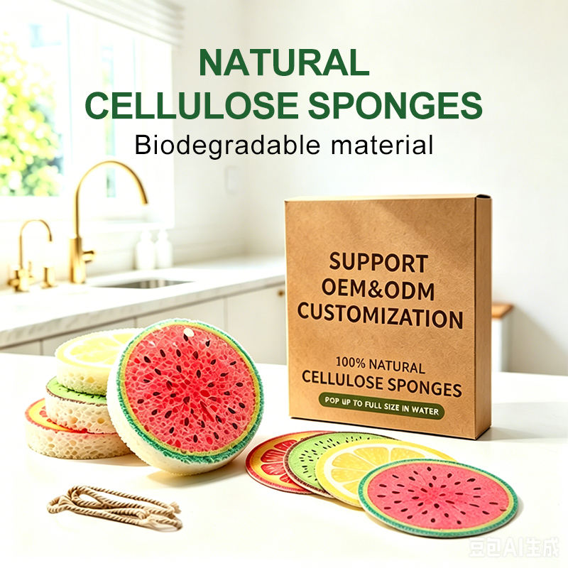 Eco-friendly Biodegradable Cute Printed Dishwashing Wood Pulp Sponge ...