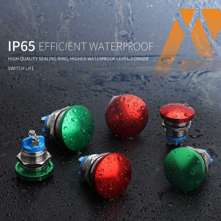 22MM Mushroom Head Push Button Switch Momentary IP65 Waterproof Screw Terminal 12V 24V 36V 110V ...